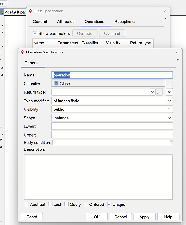 No Parameter option in Class Diagram - How To - Discuss the Visual Paradigm