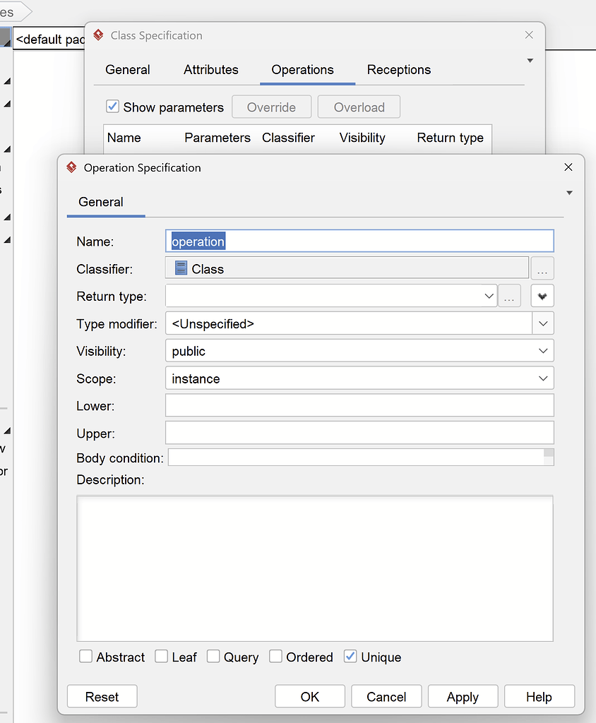No Parameter option in Class Diagram - How To - Discuss the Visual Paradigm