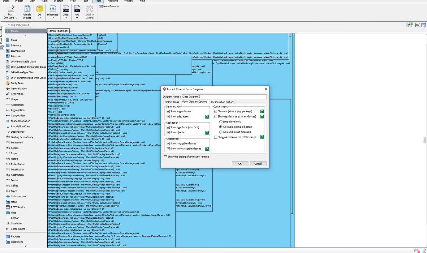 Instant reverse C++ class diagram not drawn neatly if Show As Containment relationships not ...